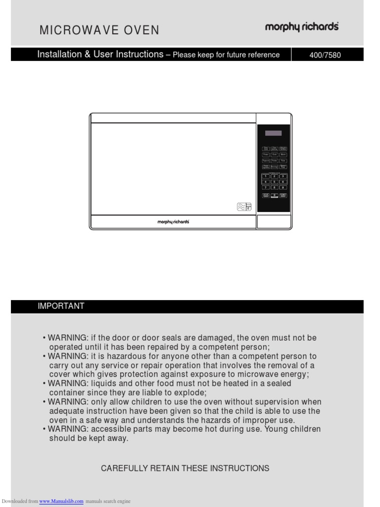 Microwave Oven: Installation & User Instructions | PDF | Ac Power Plugs ...