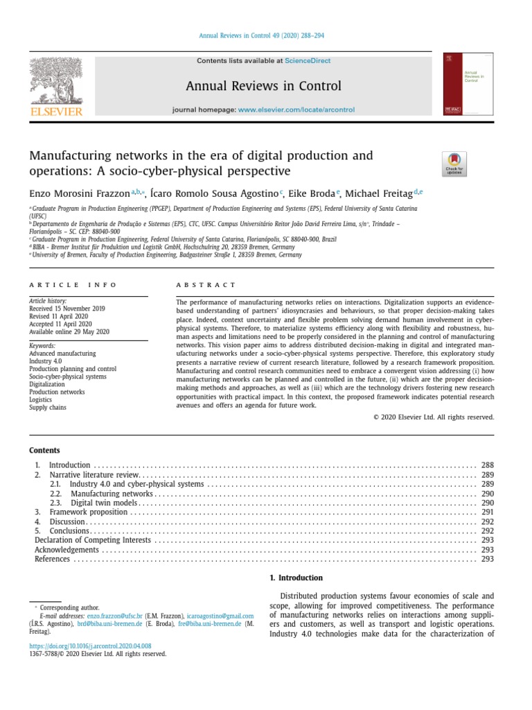 Manufacturing Networks in The Era of Digital Production and Operations ...