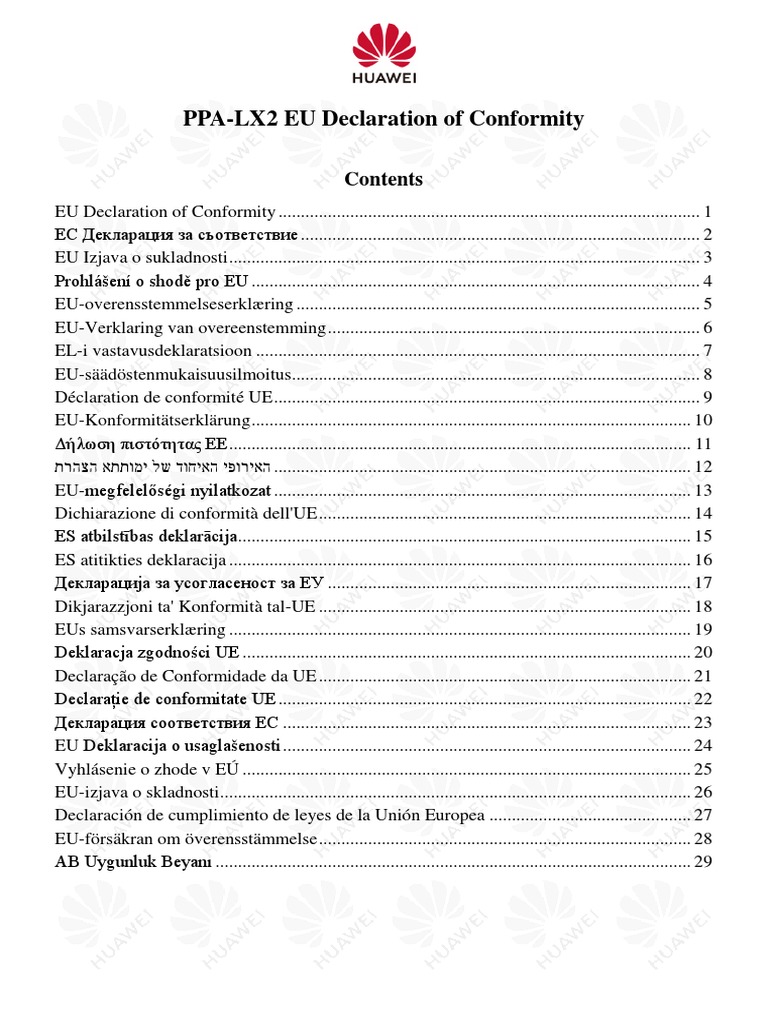 Ppa-Lx2 Eu Doc (Red NB Erp) 4.0 (Multilingual) (20201217) | PDF ...