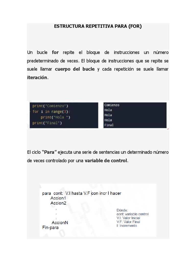 02 ESTRUCTURA REPETITIVA For | PDF | Python (lenguaje de programación) | Enseñanza de matemática