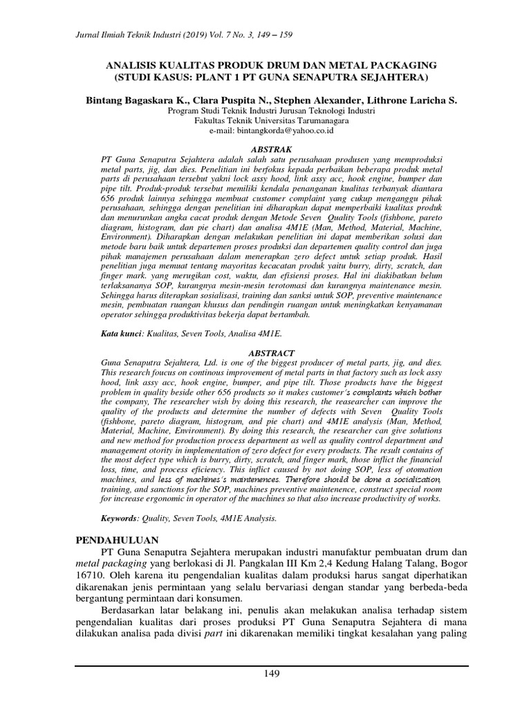 Analisis Kualitas Produk Drum Dan Metal Packaging | PDF | Bisnis | Komputer
