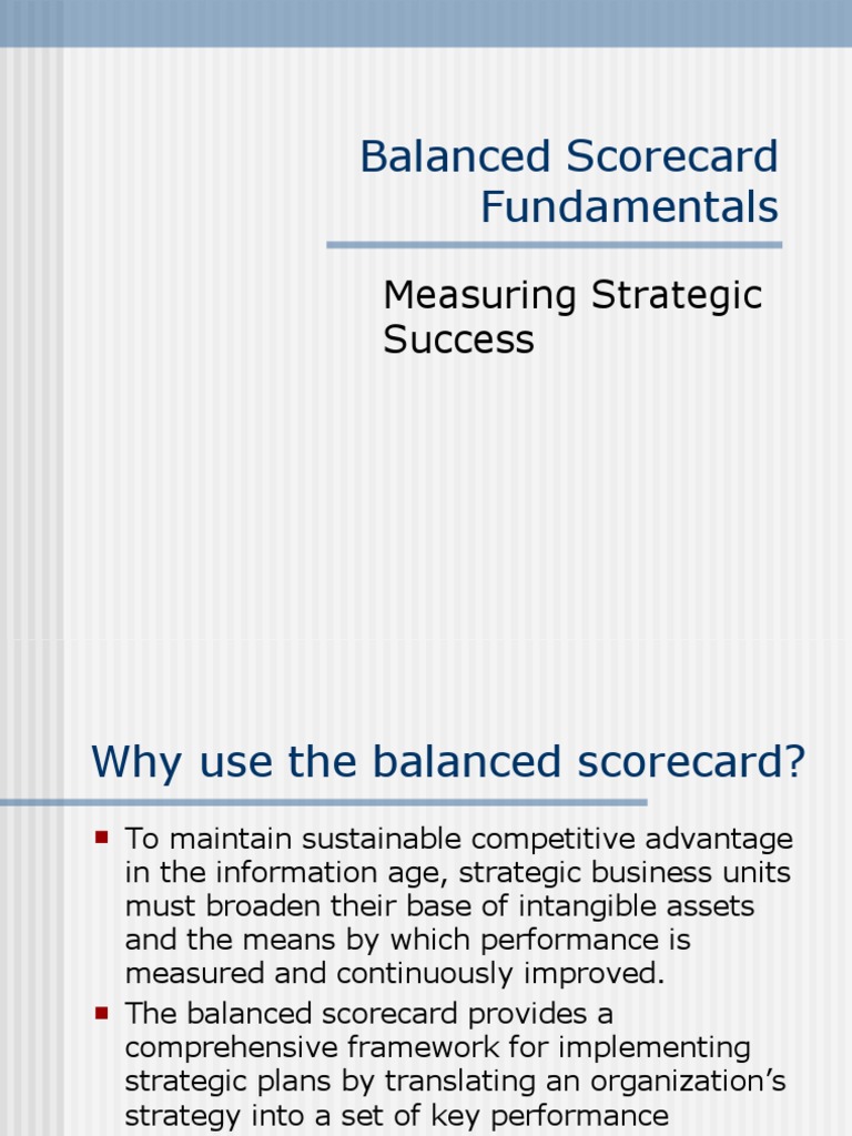 Balanced Scorecard: Strategic Success Guide | PDF | Employment ...