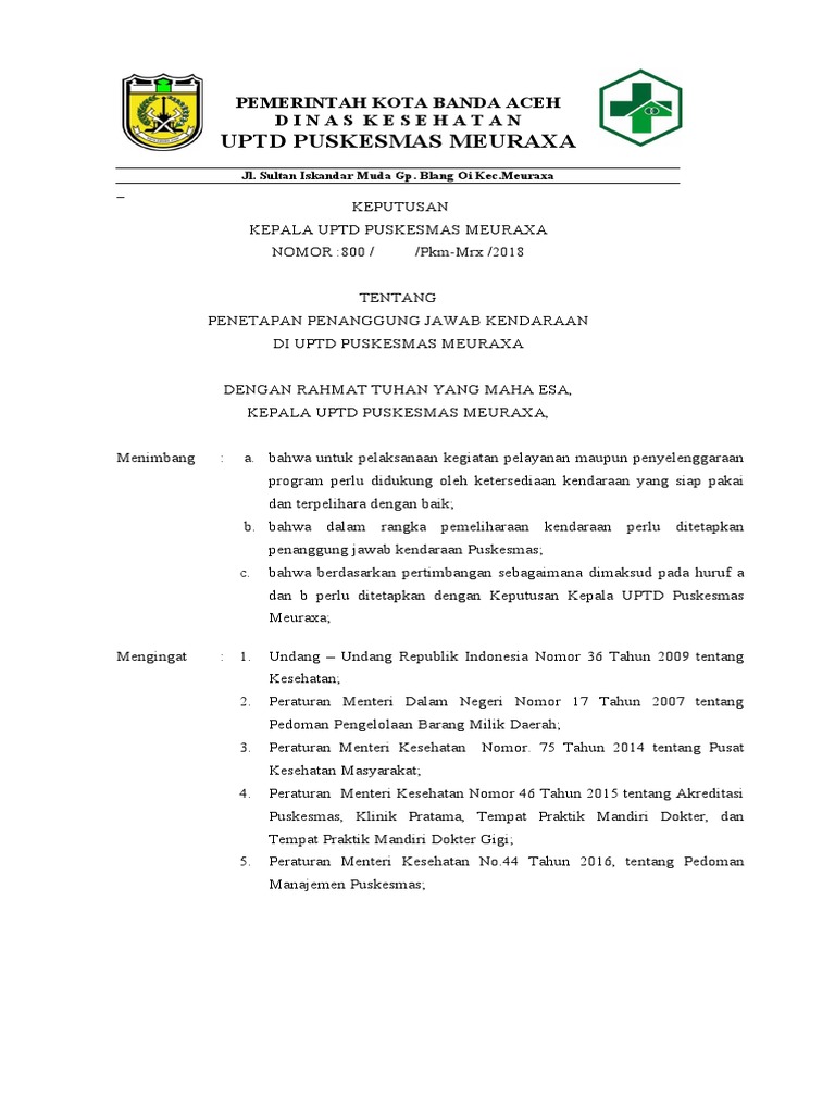 2.6.1.8 SK Penanggung Jawab Kendaran | PDF