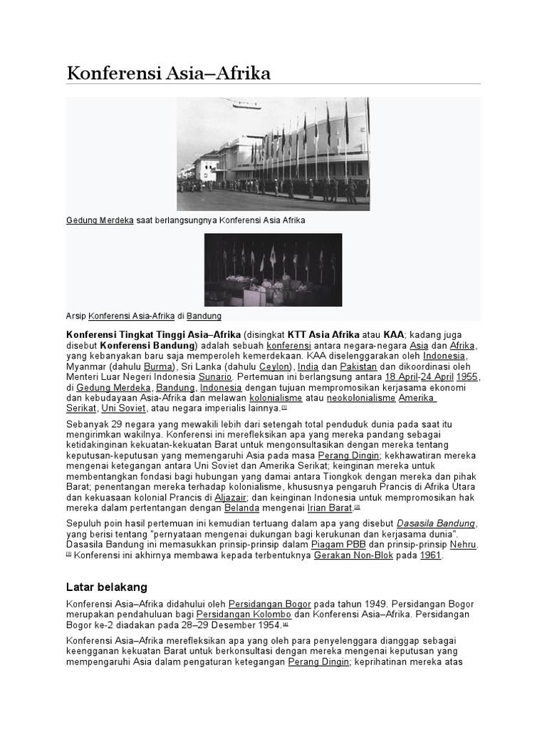 Hasil Konferensi Asia-Afrika 1955 | PDF | Politik