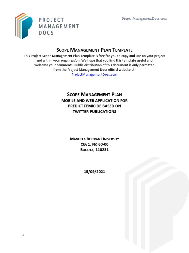 Scope Management Plan Template | PDF | Systems Science | Computing