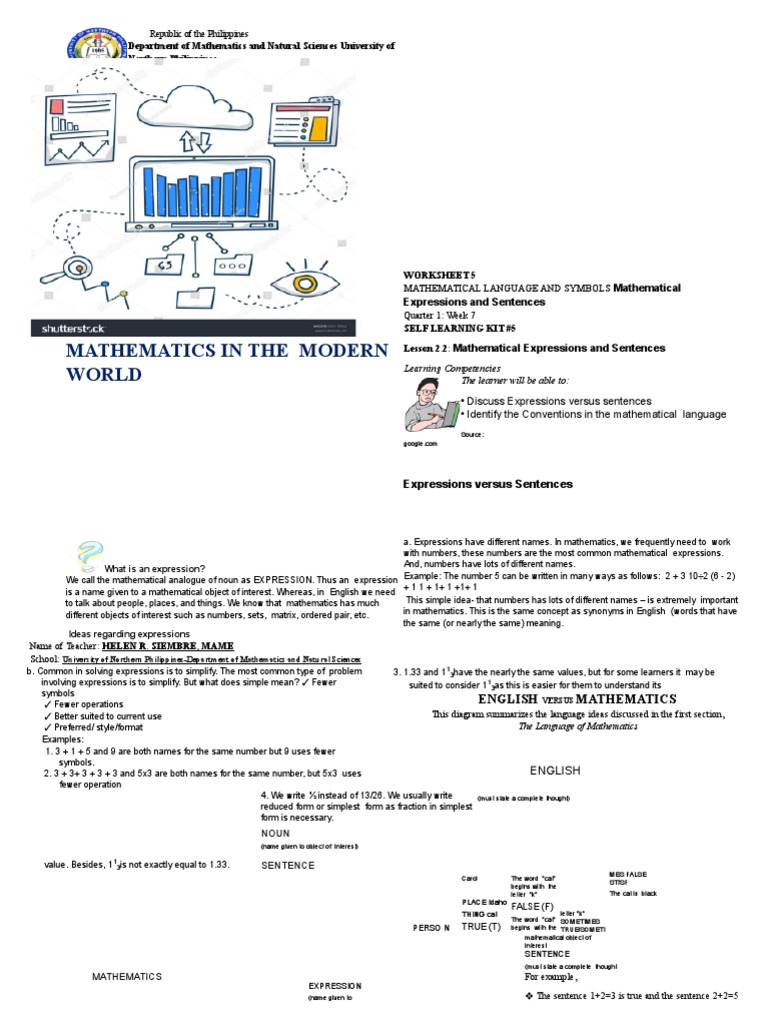 Mathematical Expressions and Sentences | PDF | Mathematics | Arithmetic
