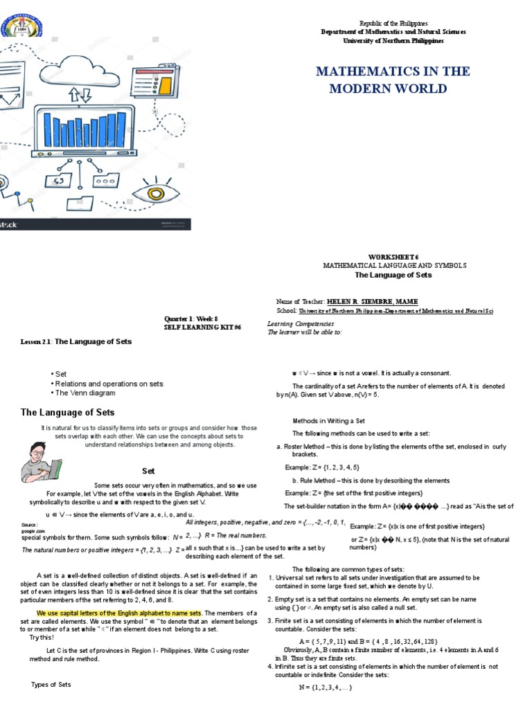 The Language of Sets | PDF | Set (Mathematics) | Empty Set