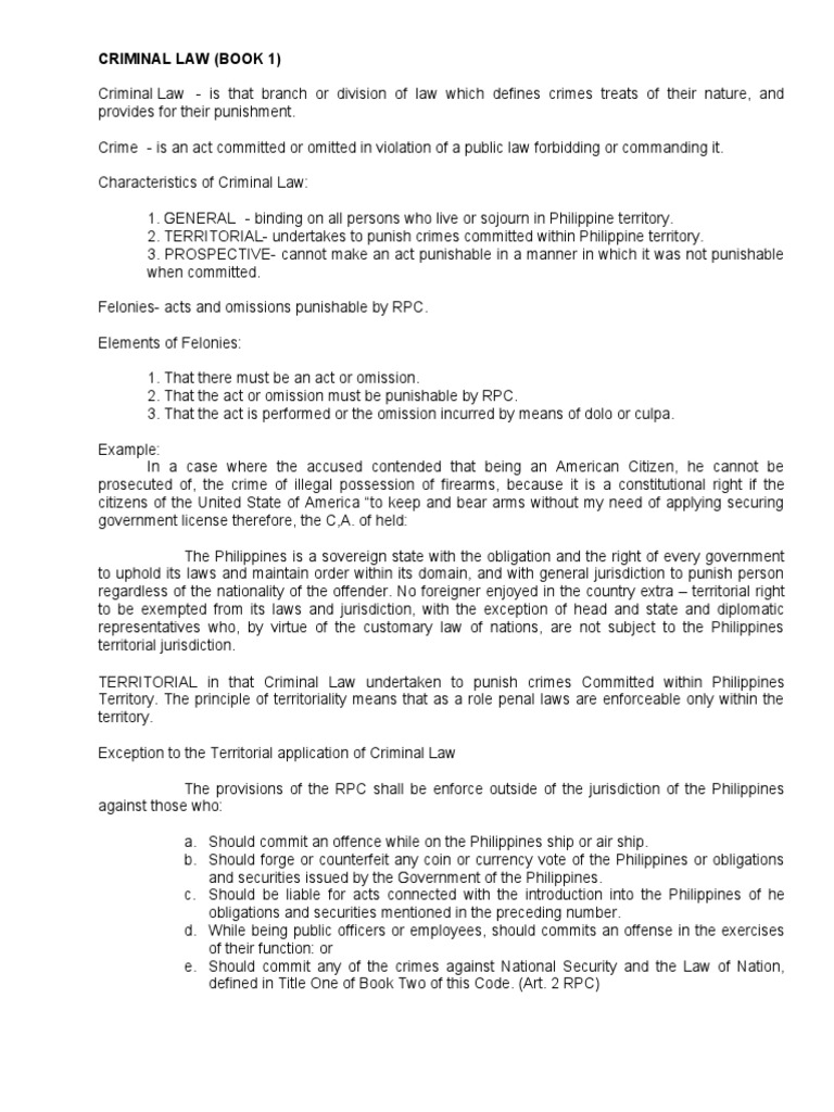 Criminal Law (Book 1) .Docx EDITED | PDF | Pardon | Crime & Violence