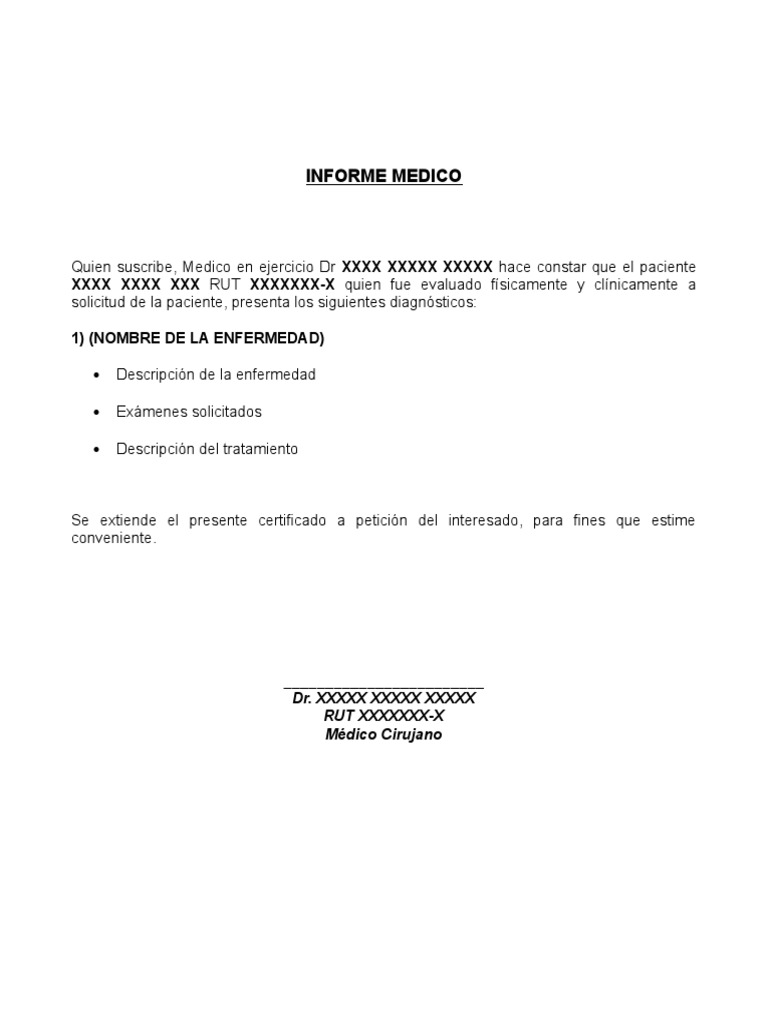 Ejemplo de Informe Médico Simple | PDF | Derecho