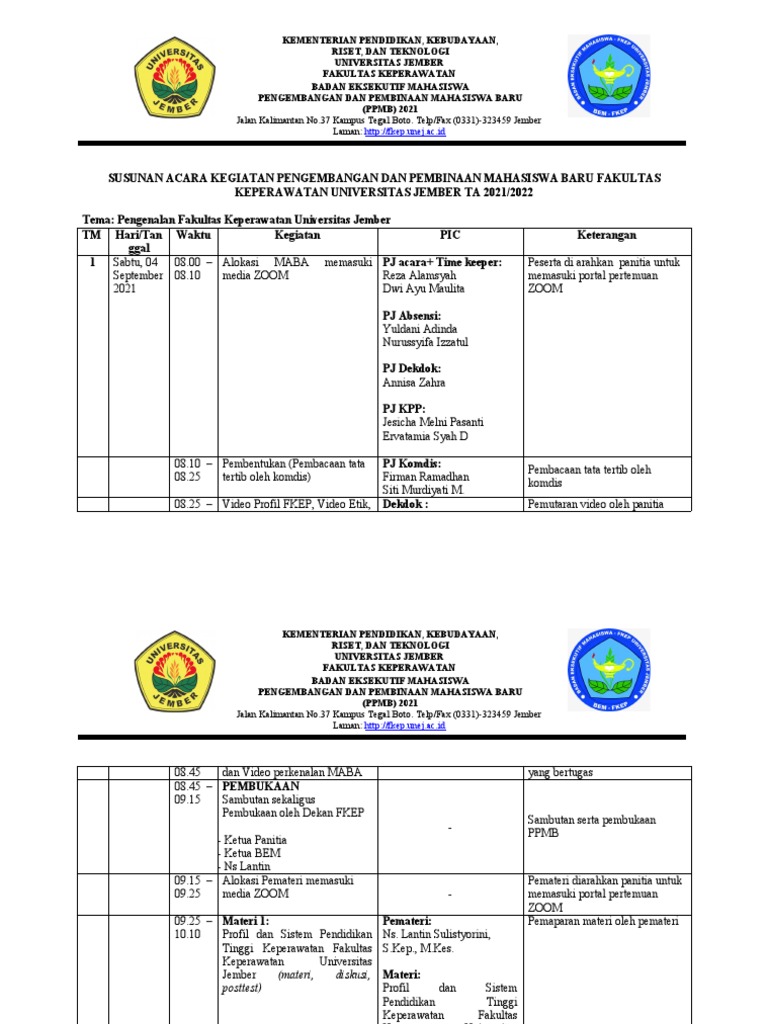 (Clear) Rundown Lengkap PPMB 2021 | PDF