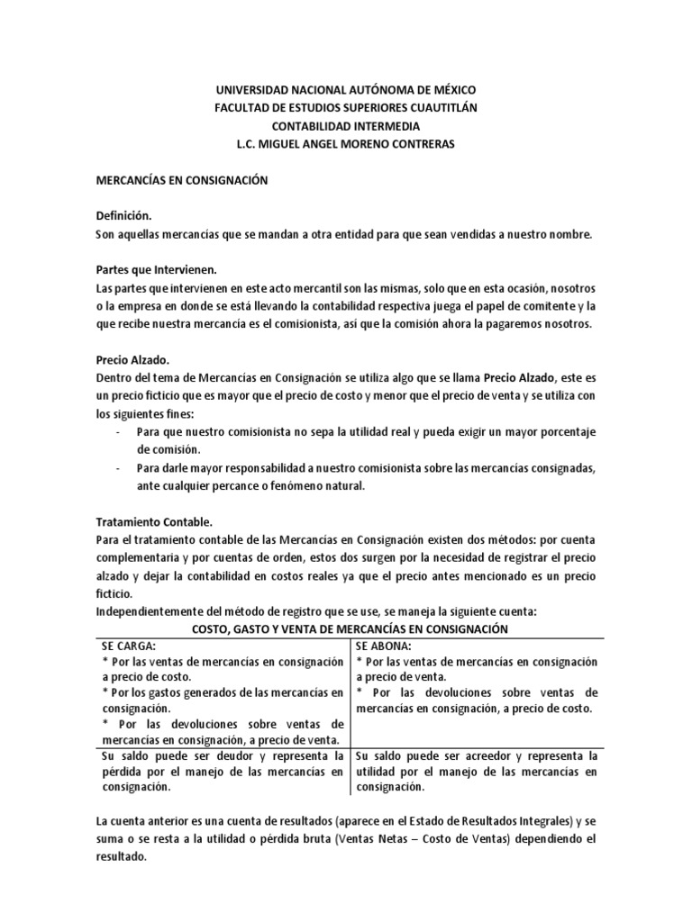 Mercancias en Consignación | PDF | Contabilidad | Precios