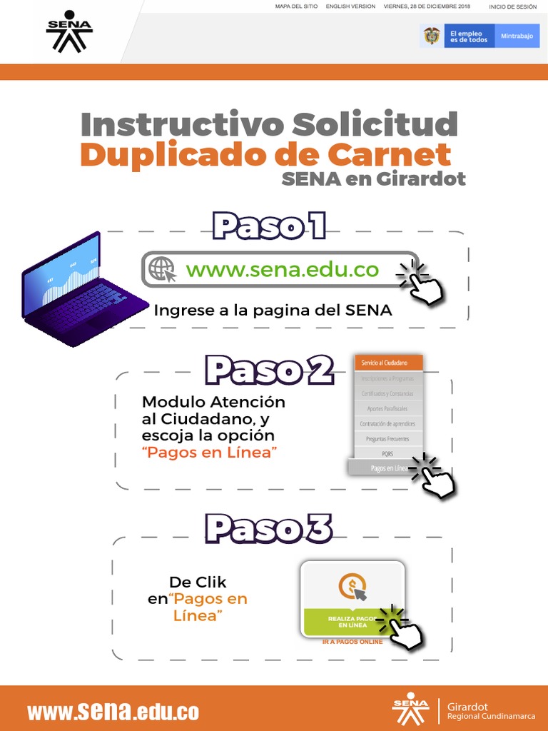 Guía Trámite Duplicado de Carnet Sena Girardot | PDF