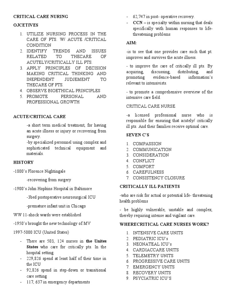 CCN (Critical Care Nursing) | PDF | Intensive Care Unit | Intensive ...