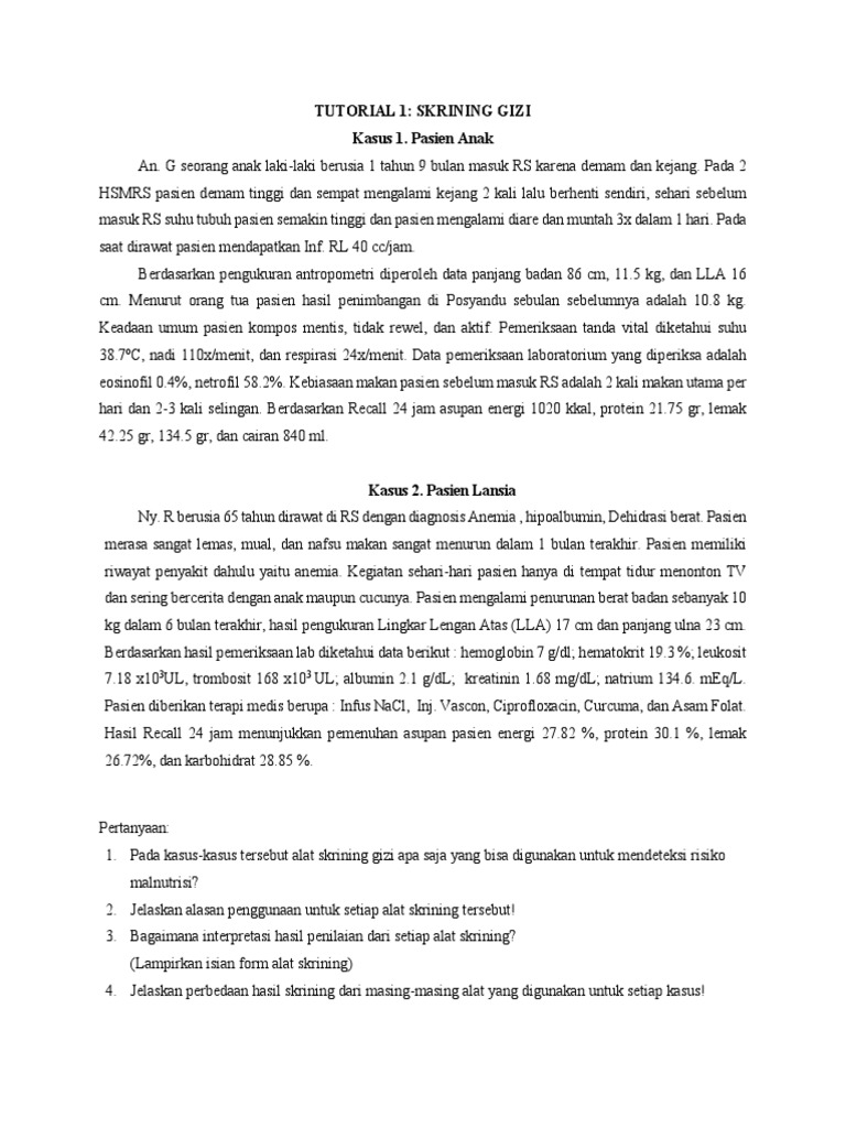 2021-Ncp-Tutorial 1 Skrining Gizi | PDF