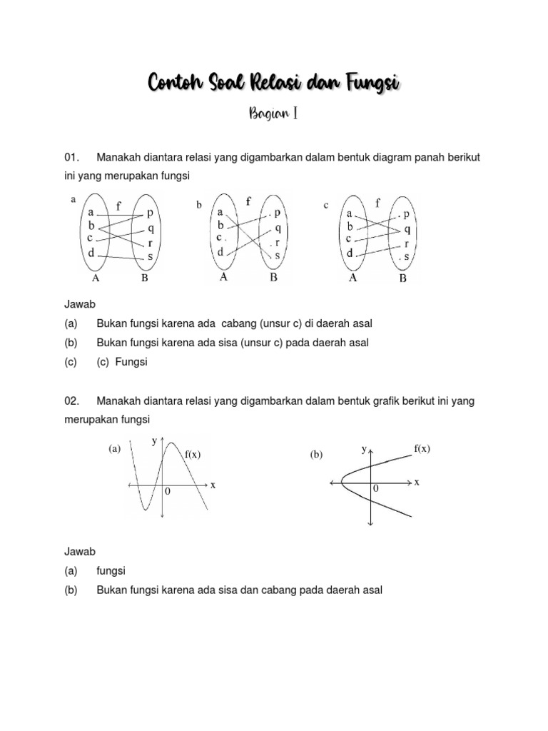 Contoh Soal Relasi Dan Fungsi - Bagian 1 | PDF