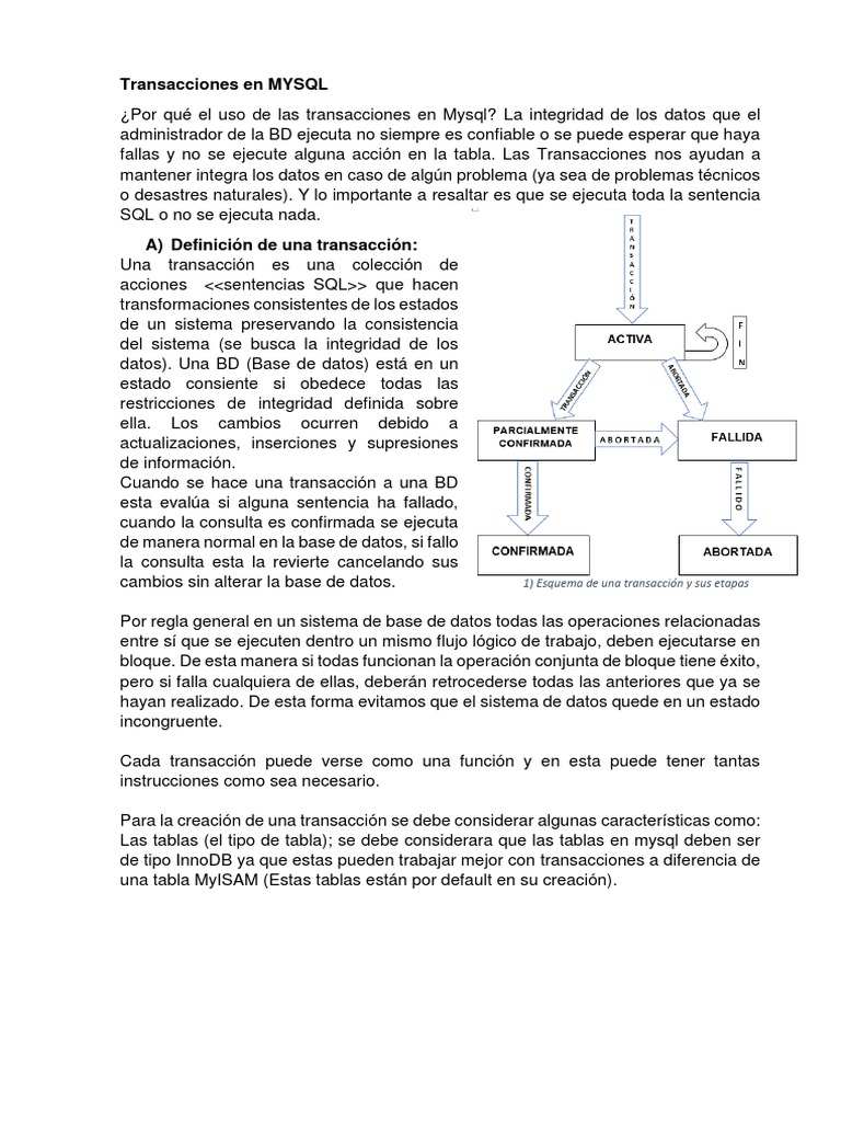 Transacciones en Mysql | PDF | Servidor (Computación) | Bases de datos