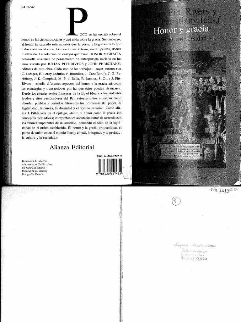 Honor y Gracia - Julian Pitt-Rivers y J. G. Peristiany | PDF