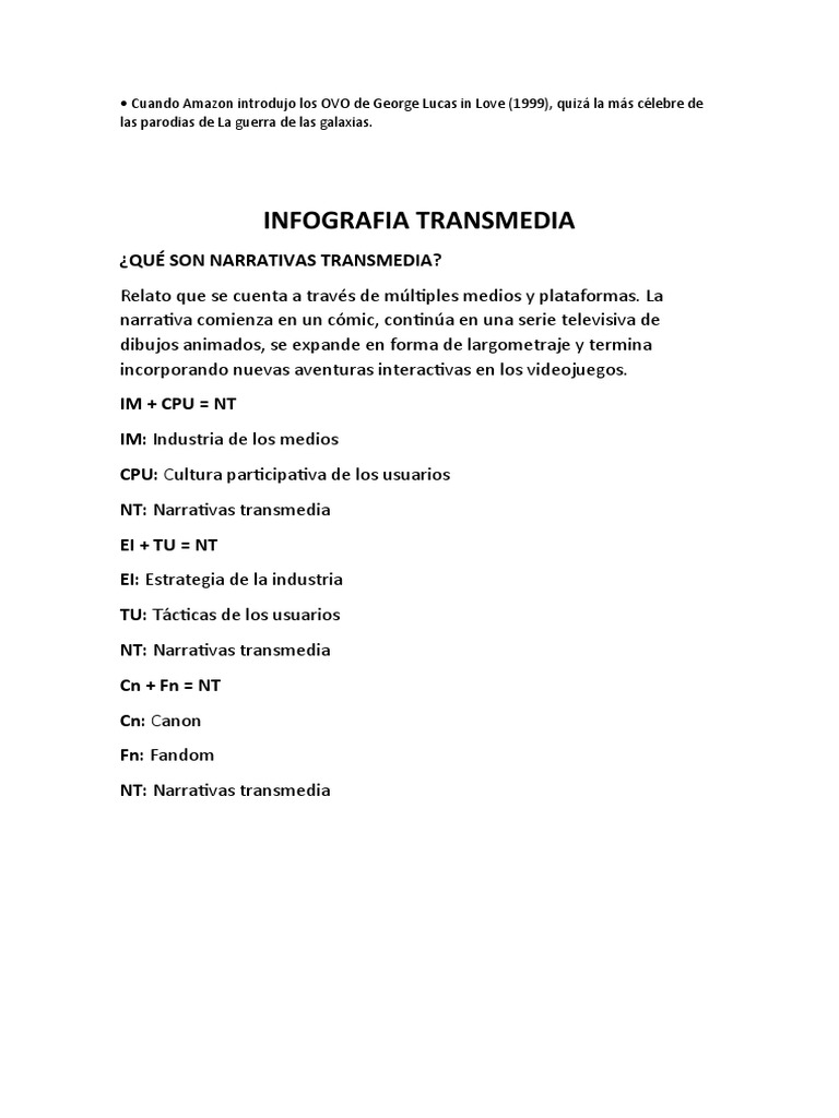 Narrativas Transmedia (Infografía) | PDF