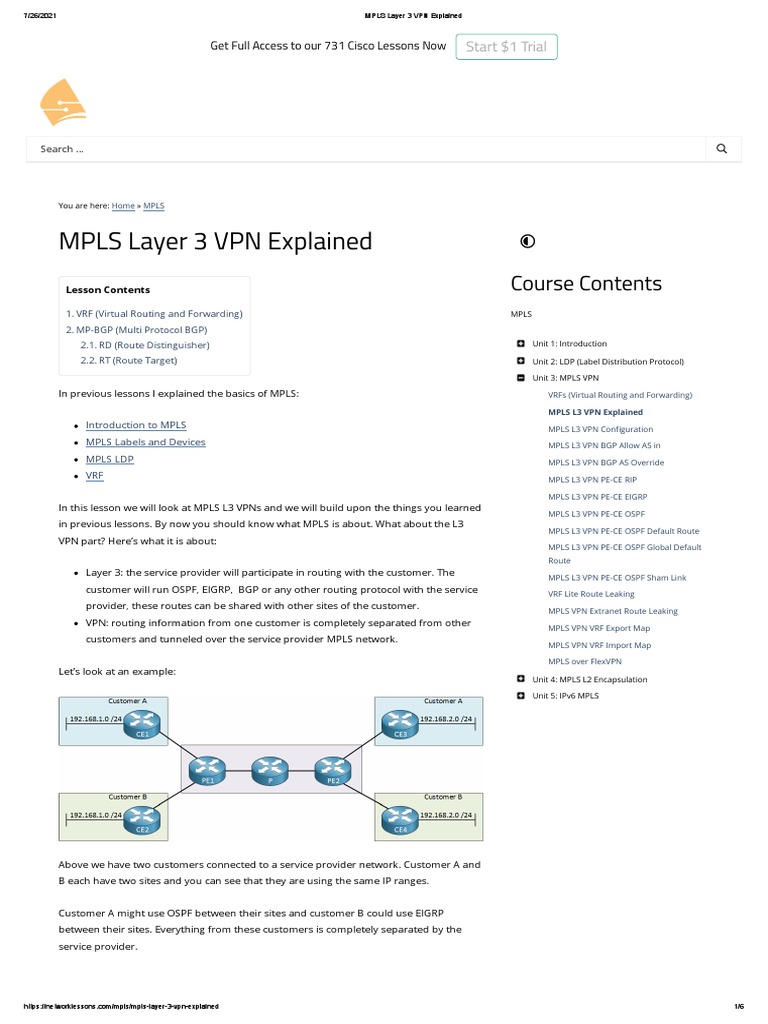 MPLS Layer 3 VPN Explained | PDF | Virtual Private Network | Networking