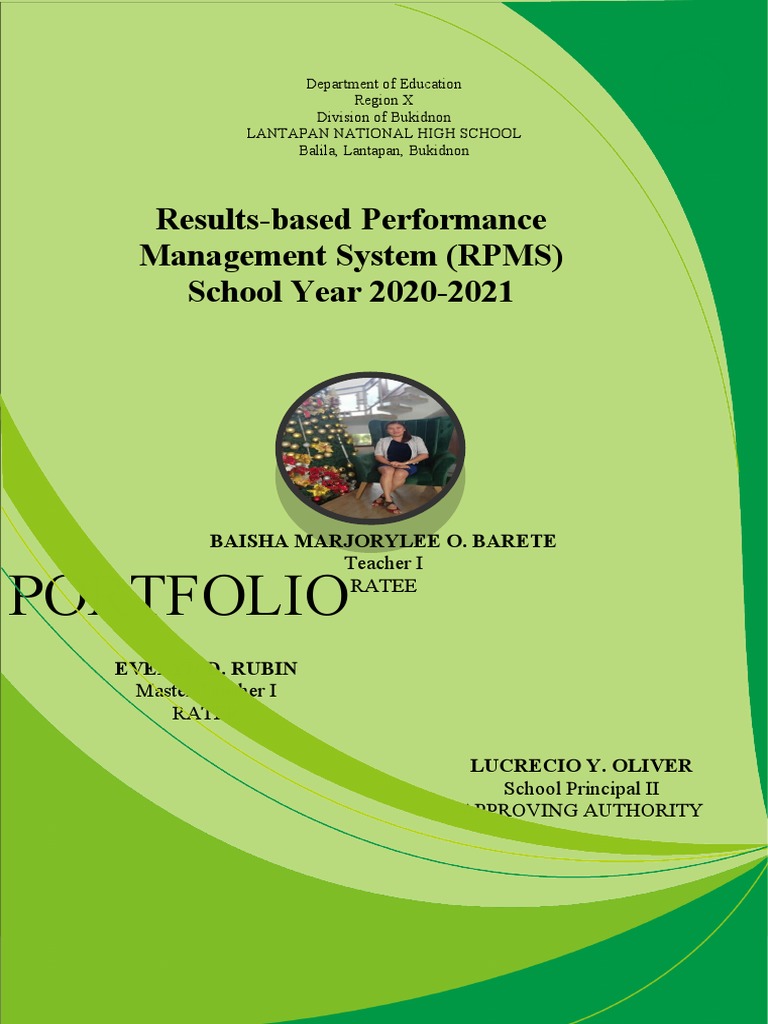 Portfolio: Results-Based Performance Management System (RPMS) School ...