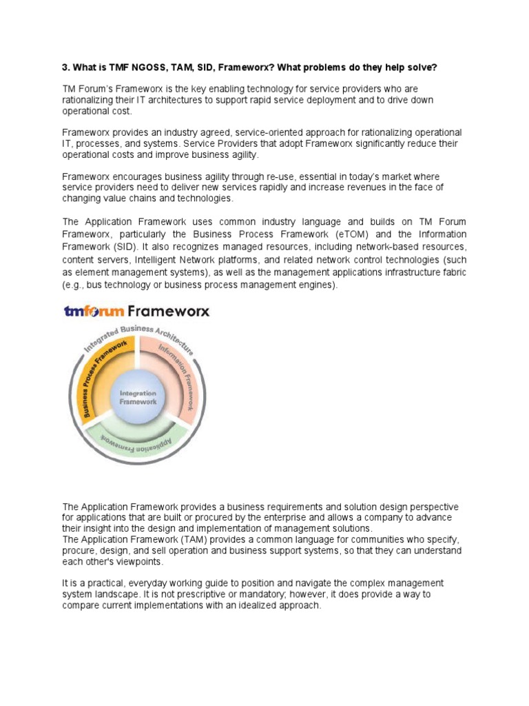 What Is TMF NGOSS, TAM, SID, Frameworx? What Problems Do They Help ...