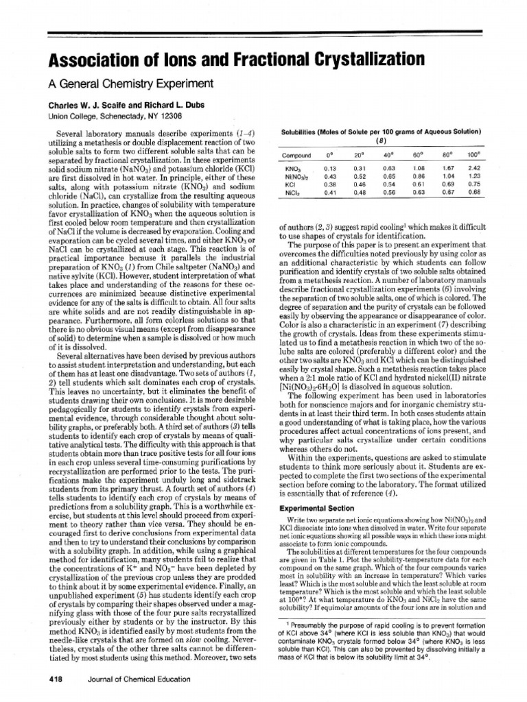 Association of Ions and Fractional Crystallization: General Chemistry ...
