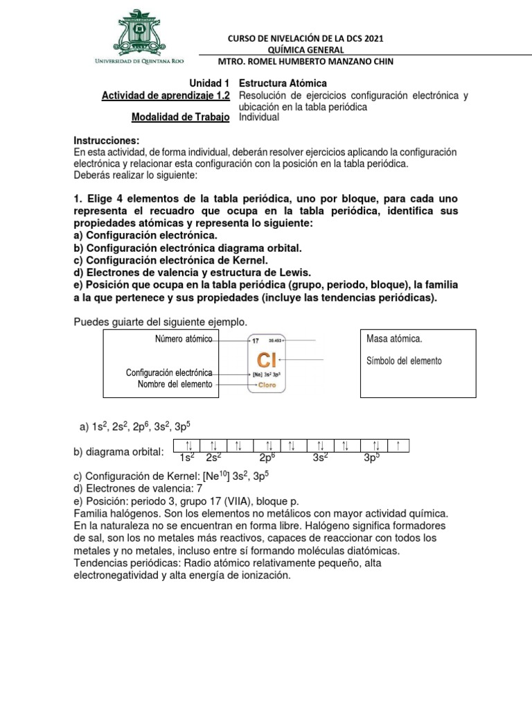 Ejercicios | PDF | Tabla periódica | Metales de transición