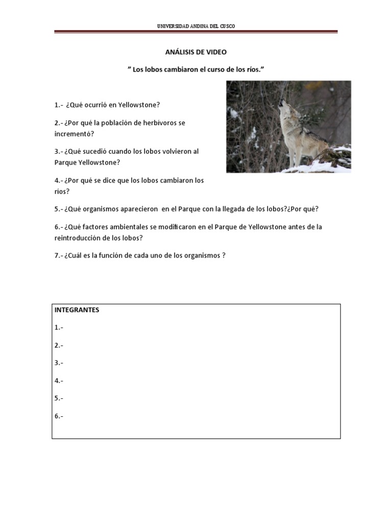 Análisis de Video Los Lobos Cambiaron Los Cursos de Los Rios | PDF ...