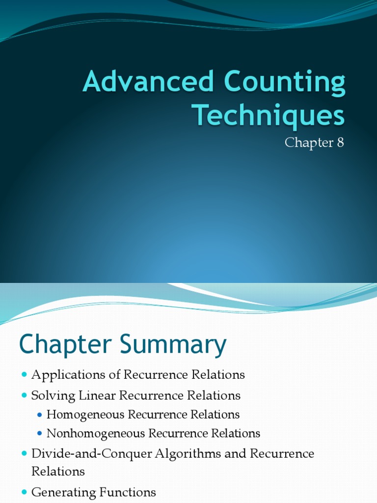 Advanced Counting Techniques | PDF | Recurrence Relation | Algorithms