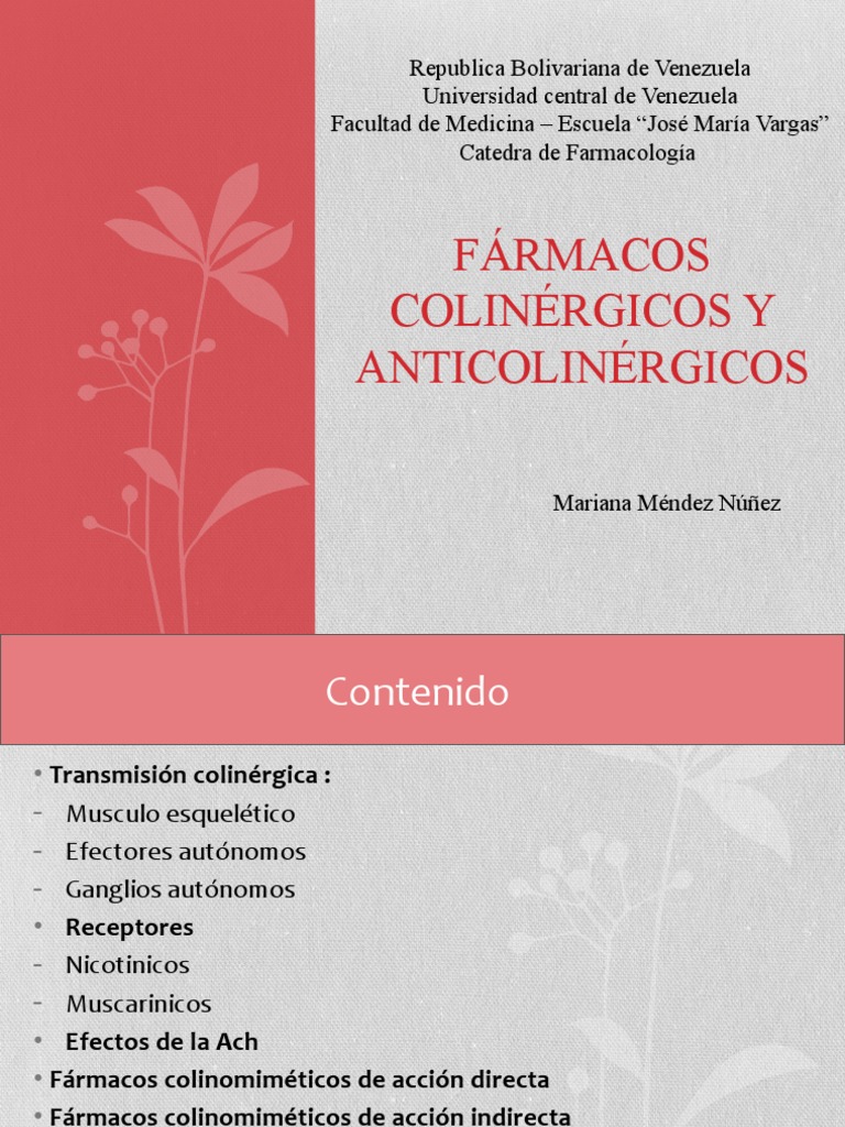 Fármacos Colinérgicos y Anticolinérgicos | PDF | Acetilcolina | Drogas