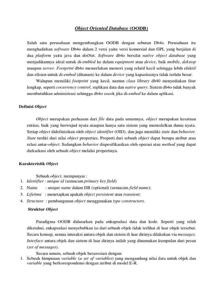 Object Oriented Database Pdf