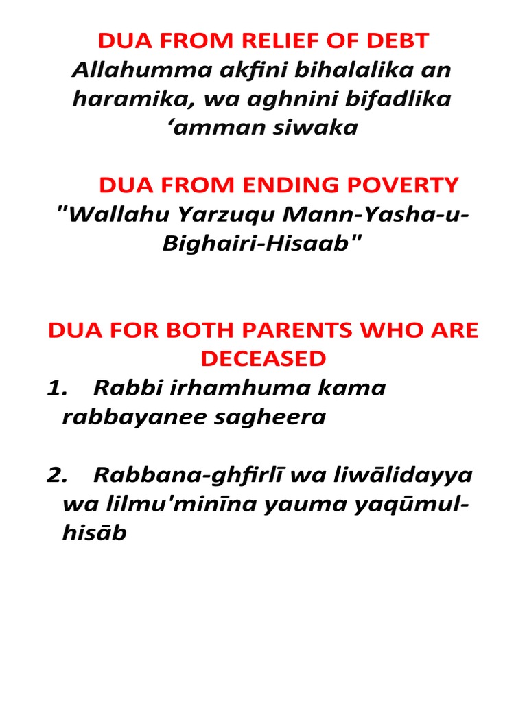 Dua From Relief of Debt | PDF | Religion & Spirituality