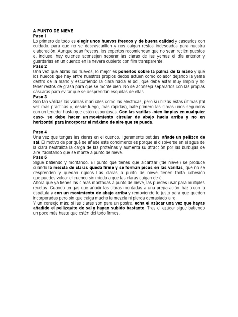 A Punto de Nieve | PDF | Ingredientes de comida | Alimentos