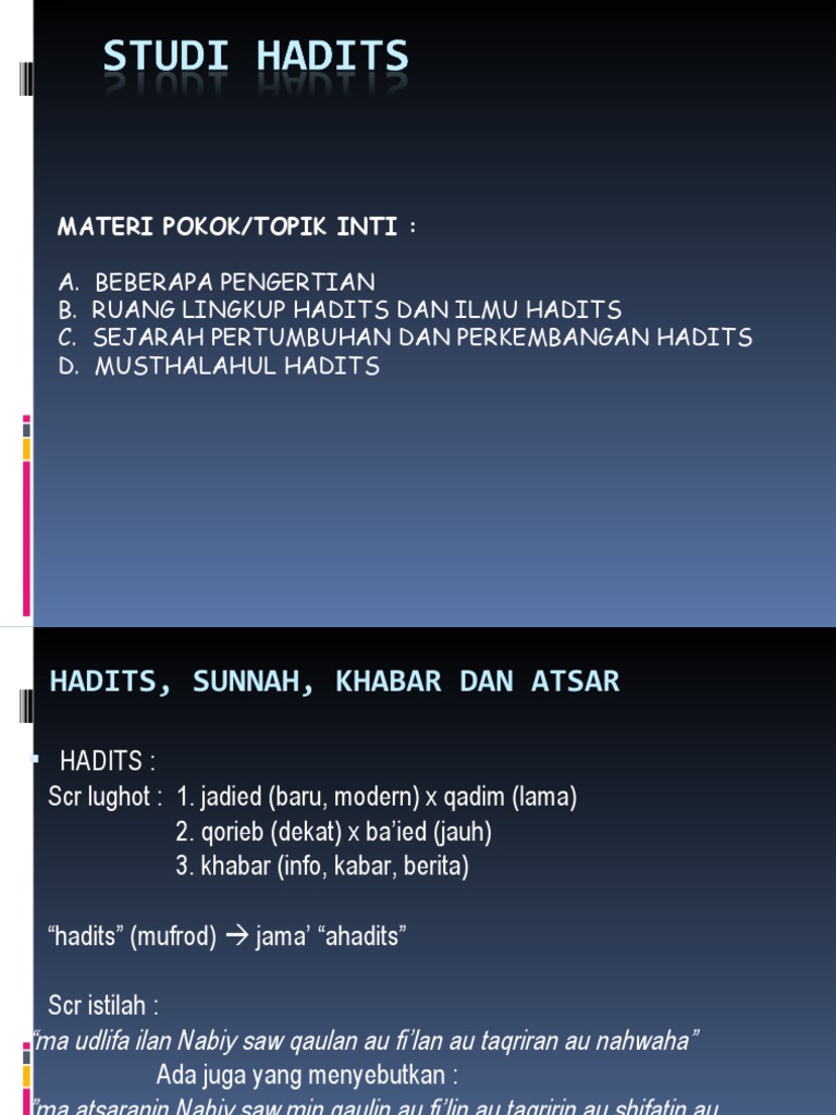 Ruang Lingkup Hadits Dan Ilmu Hadits Dan Sejarah Perkembangan | PDF