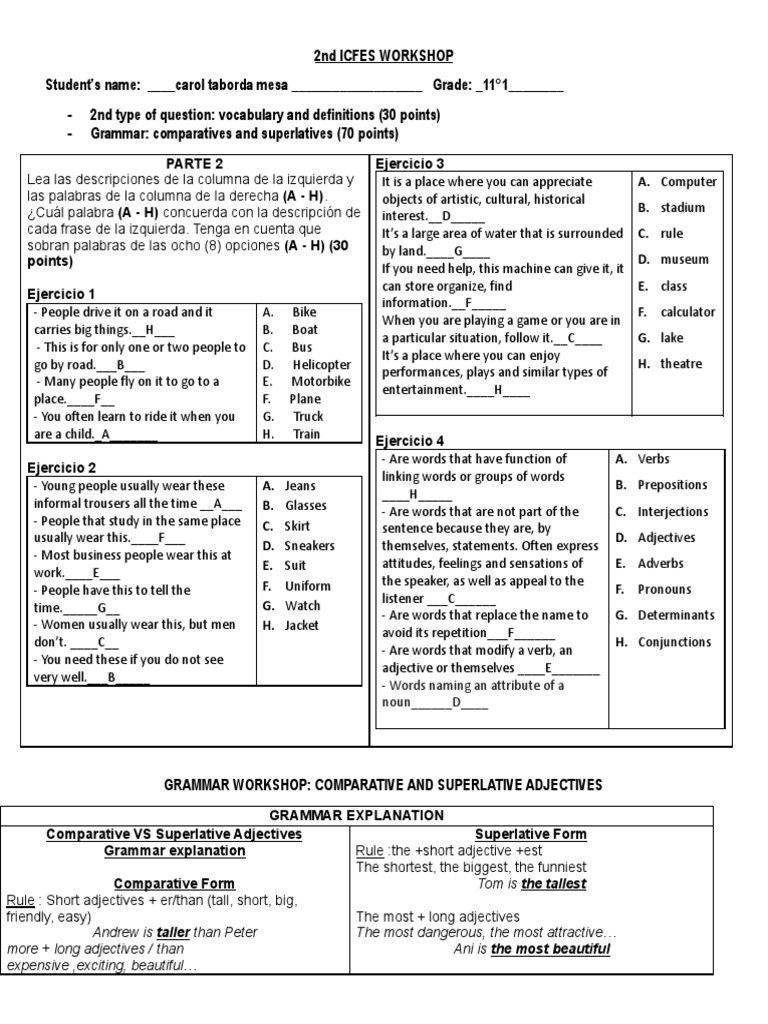 Grammar Workshop: Comparatives and Superlatives | PDF | Adjective | Lisa Simpson