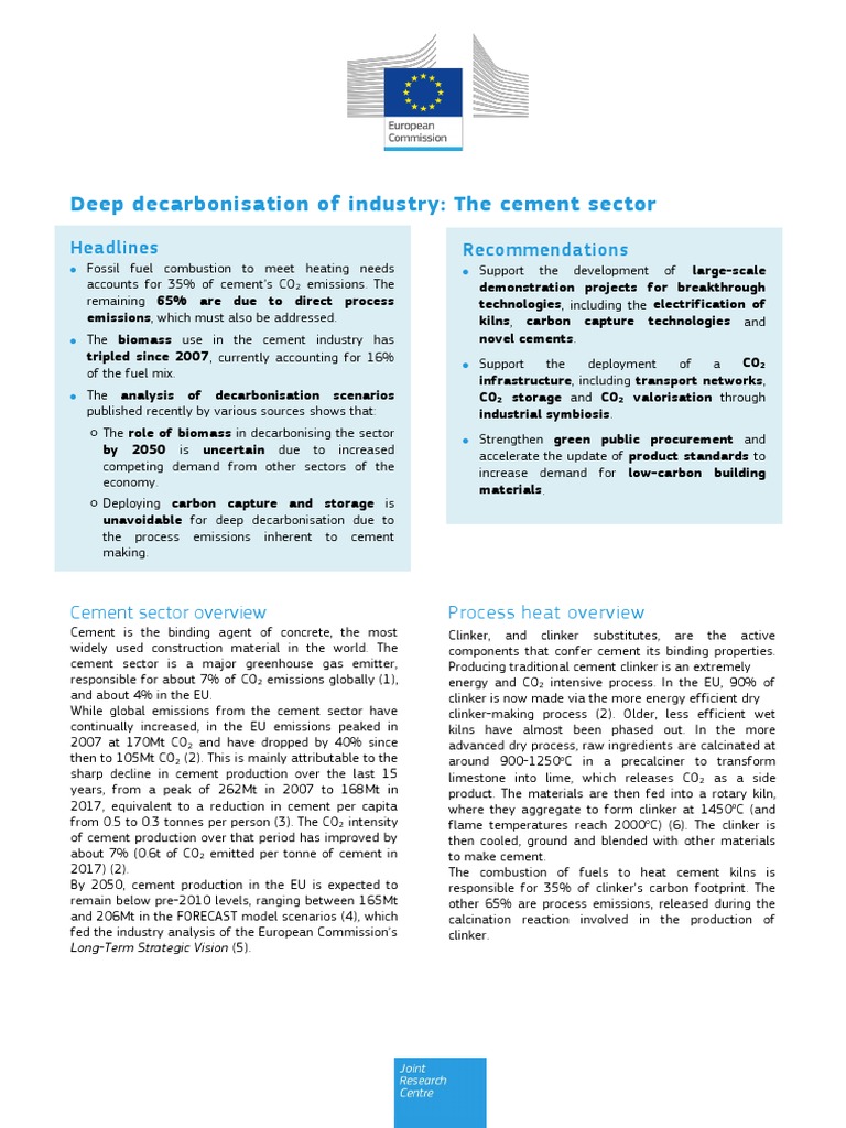 Deep Decarbonisation of Industry - The Cement Sector | PDF | Low Carbon ...