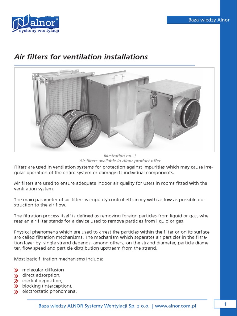 Air Filters For Ventilation Installations | PDF | Filtration | Duct (Flow)