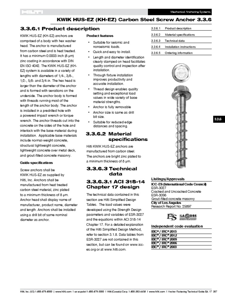 Kwik Hus Ez KH Ez Hex Head Product Data 1670918 | PDF | Screw | Building Engineering