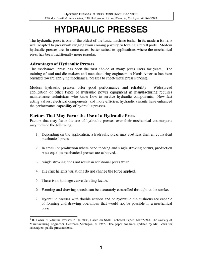 Hydraulic Press Design | PDF | Machines | Piston