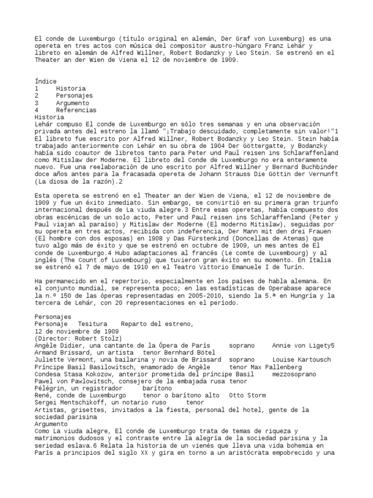 El Conde de Luxemburgo | PDF | Ópera | Opereta