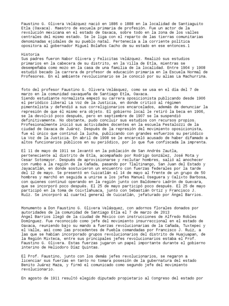 Faustino G. Olivera Velázquez | PDF | revolución mejicana