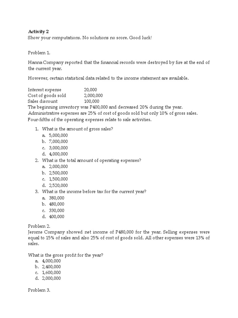 Financial Statement Problem Solving Guide | PDF | Cost Of Goods Sold ...