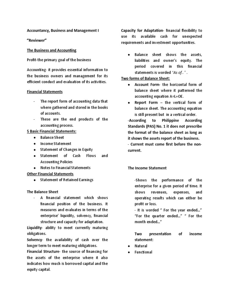 ABM Reviewer | PDF | Debits And Credits | Balance Sheet