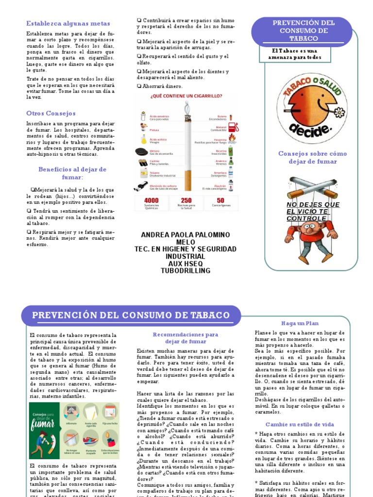 Folleto Prevencion Tabaco-1 | PDF | Nicotina | Tabaco