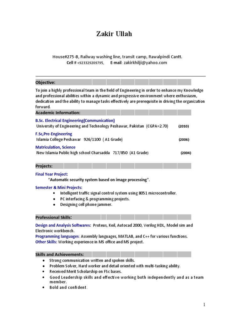 Zakir CV | PDF | Engineering | Hardware Description Language