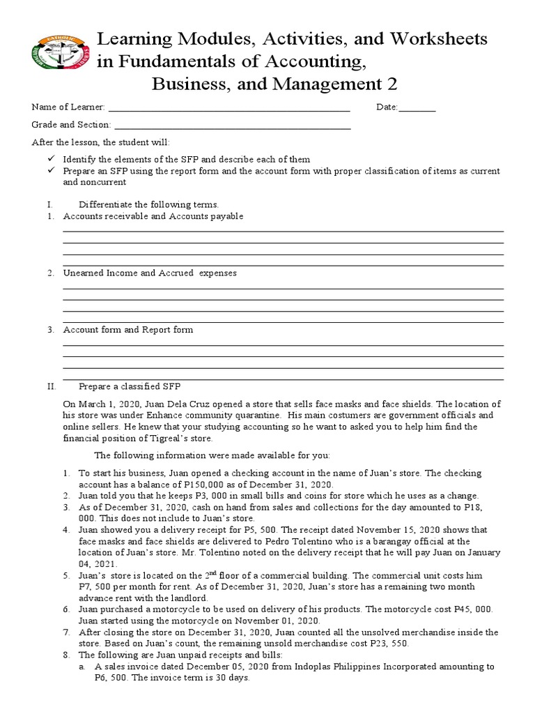 Learning Modules, Activities, and Worksheets in Fundamentals of ...