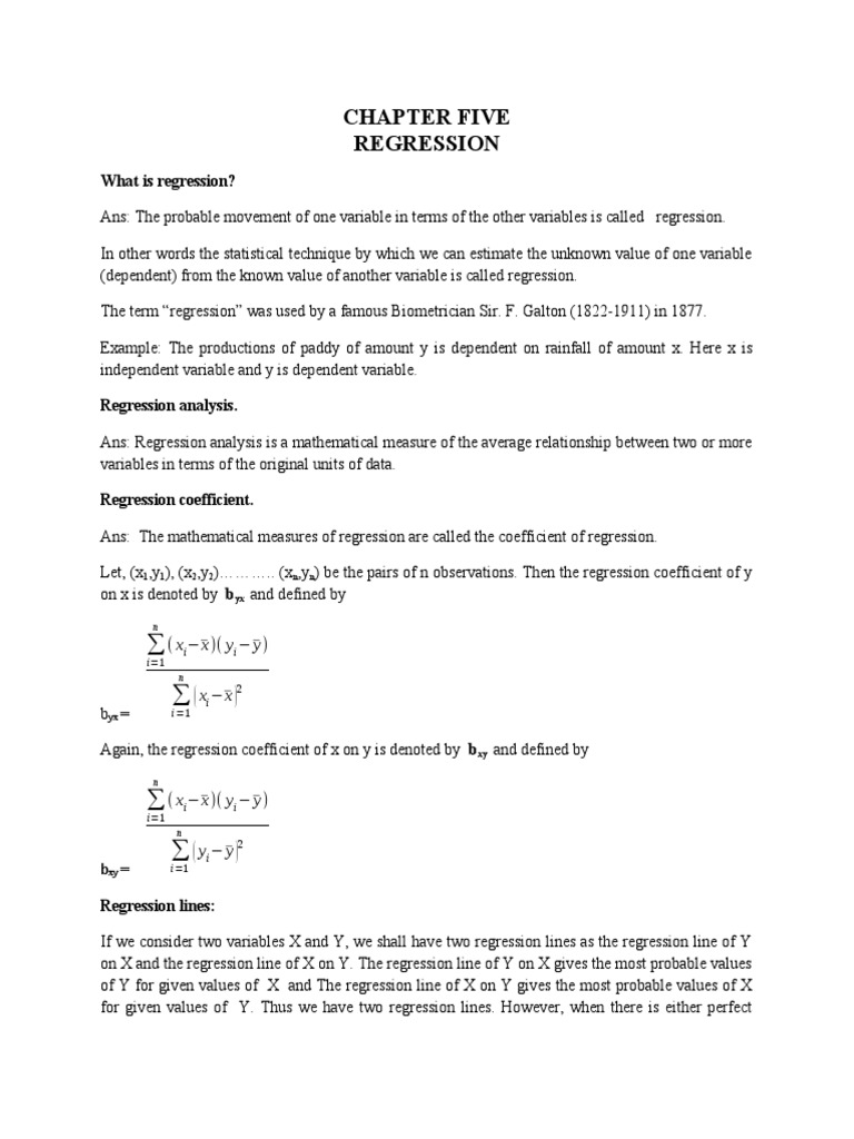 Chapter Five Regression | PDF | Correlation And Dependence | Regression Analysis