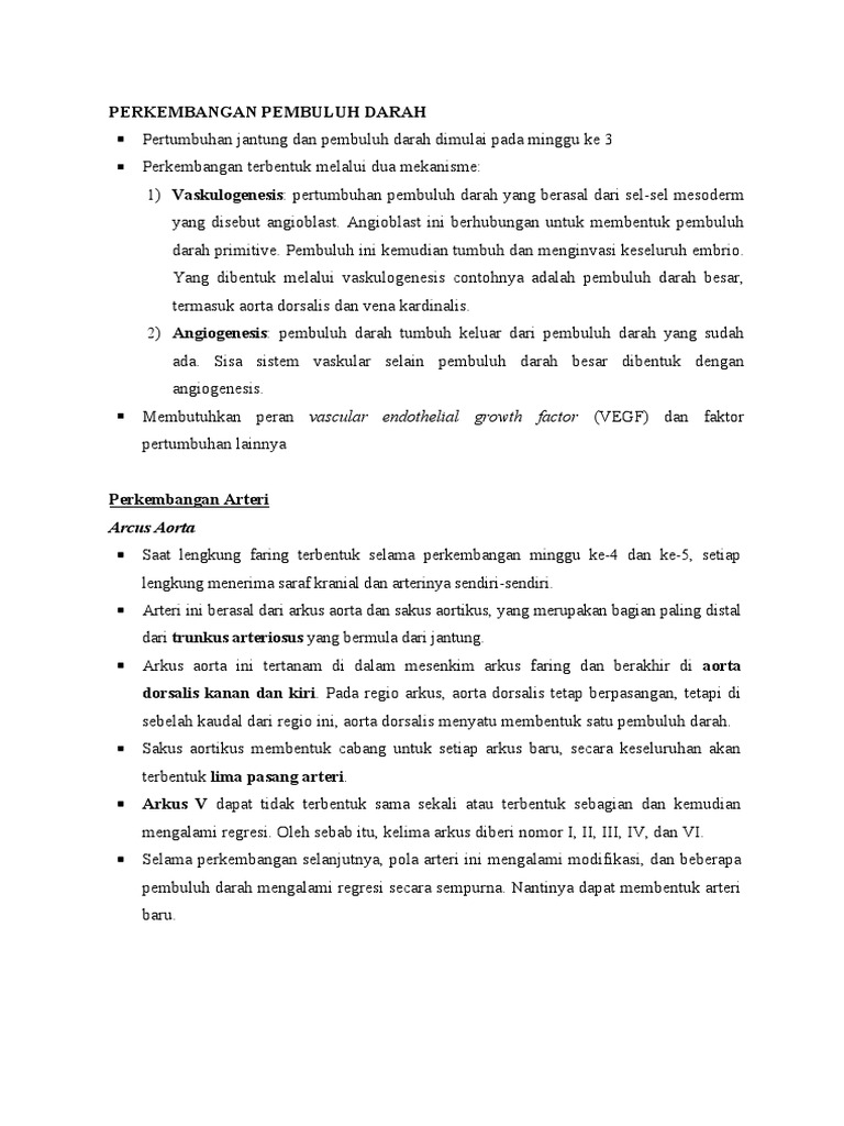 Perkembangan Sistem Vaskular | PDF