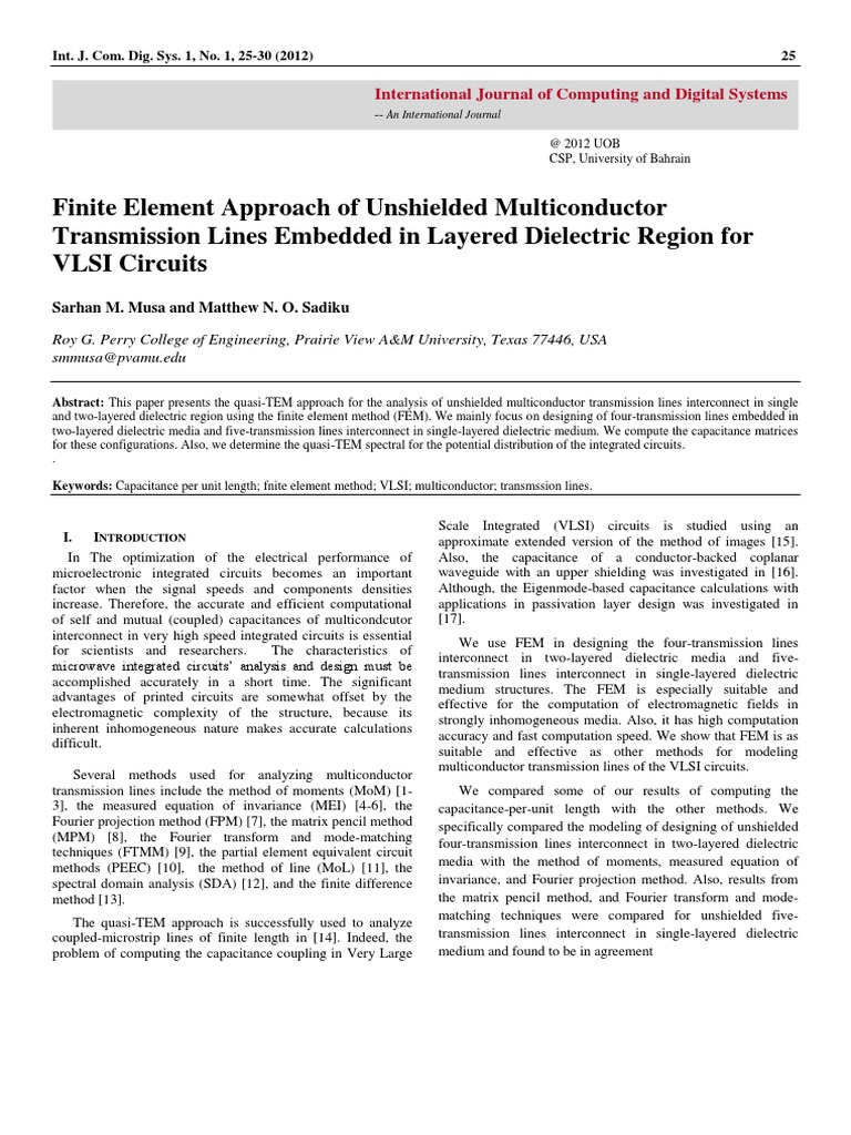 Finite Element Approach of Unshielded Multiconductor Transmission Lines Embedded in Layered ...