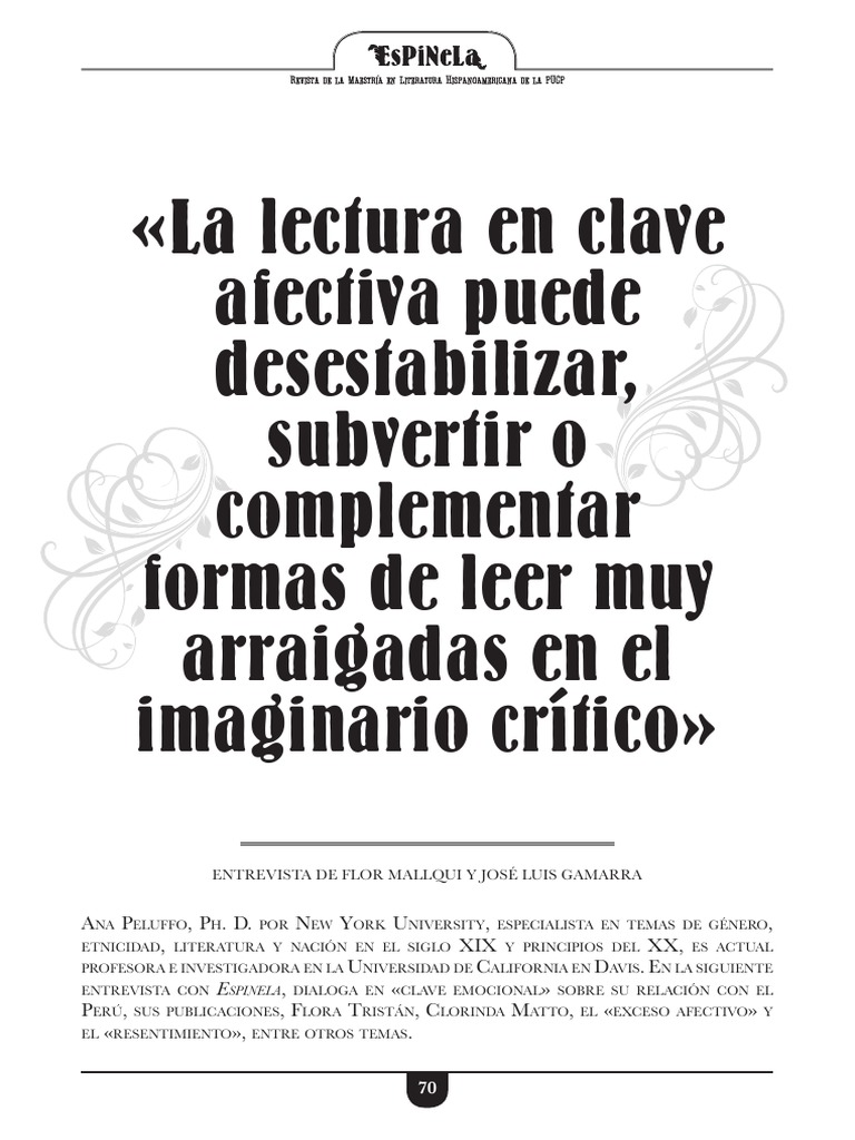 Entrevista A Ana Peluffo Espinela | PDF | Las emociones | Amor